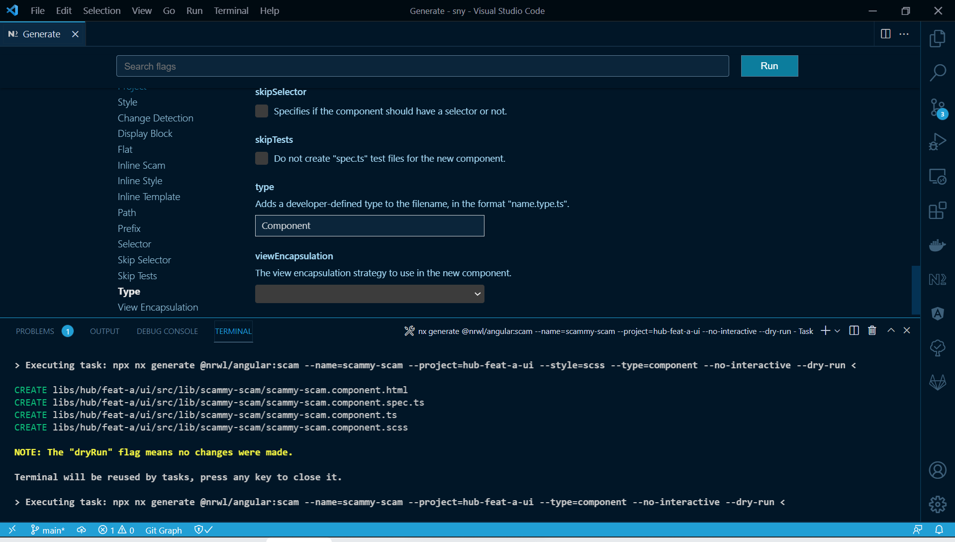 SCAM generator fails on default type with Nx console · Issue #8142 ...