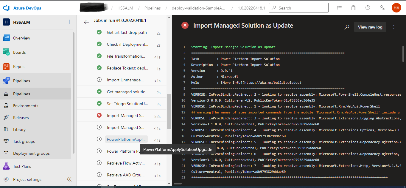 [ALM Accelerator - BUG]: Some dependencies are missing, error in Deploy-Validation pipeline ...