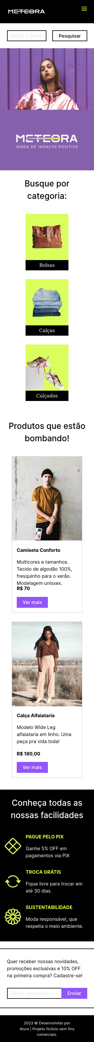 GitHub - ecureuill/meteora: Project developed as result of 7th Alura`s Frontend Challange
