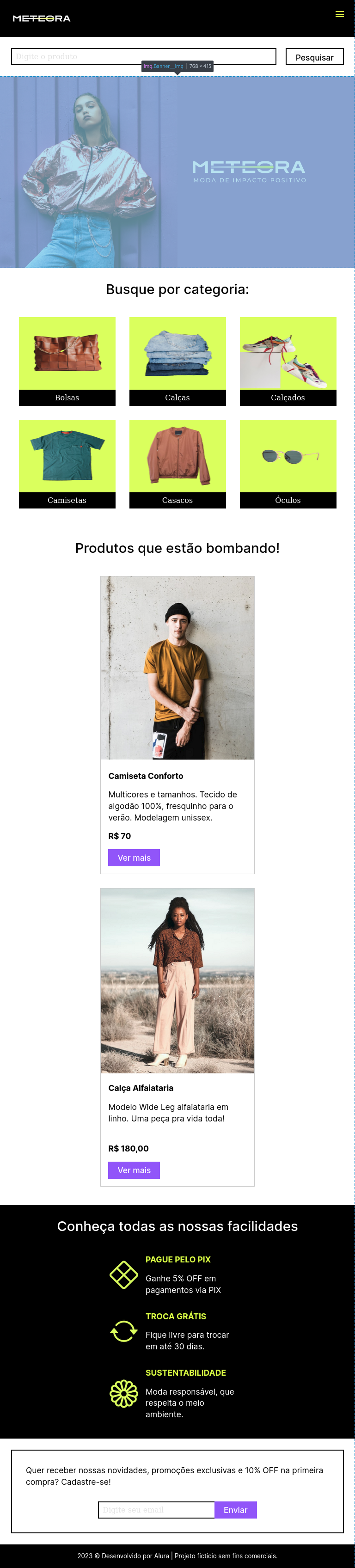 GitHub - ecureuill/meteora: Project developed as result of 7th Alura`s Frontend Challange