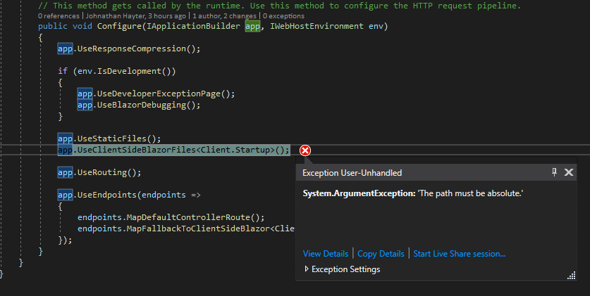 Visual Studio 2019 debugger cannot run with docker-compose with Blazor · Issue #12537 · dotnet ...