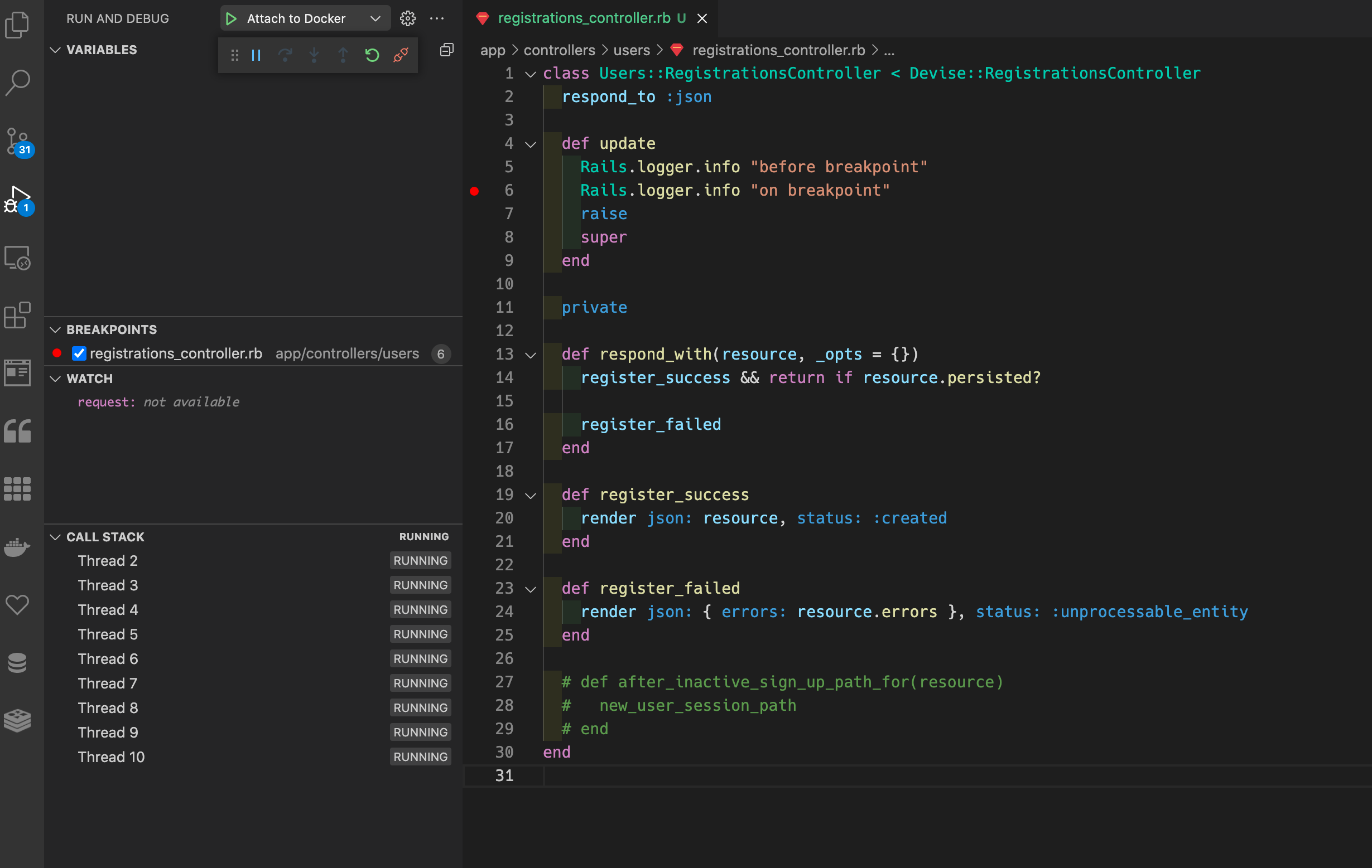 Debugging rails broken: breakpoints not handled inside VSCode · Issue #744 · rubyide/vscode-ruby ...