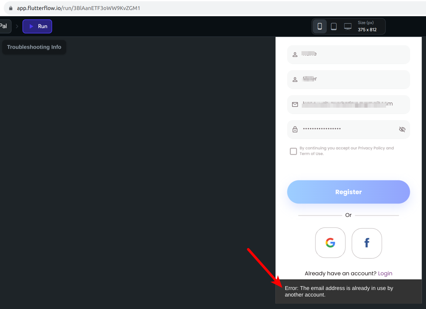 "the email address is already in use by another account" - but Firestore database is empty ...