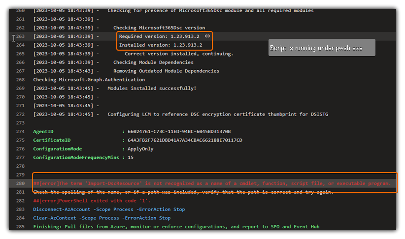 Error Configuring LCM After Upgrade to PS 7.x · Issue #3723 · microsoft/Microsoft365DSC · GitHub