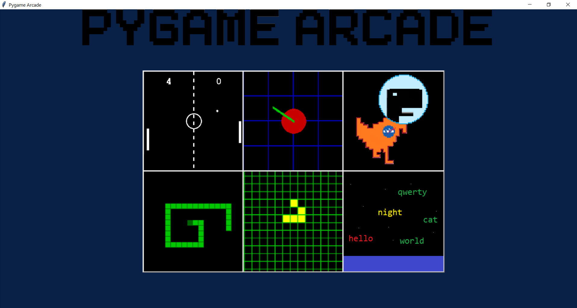 Github Eternalweary27 Pygamearcade A Variety Of Games Implemented In The Pygame Framework