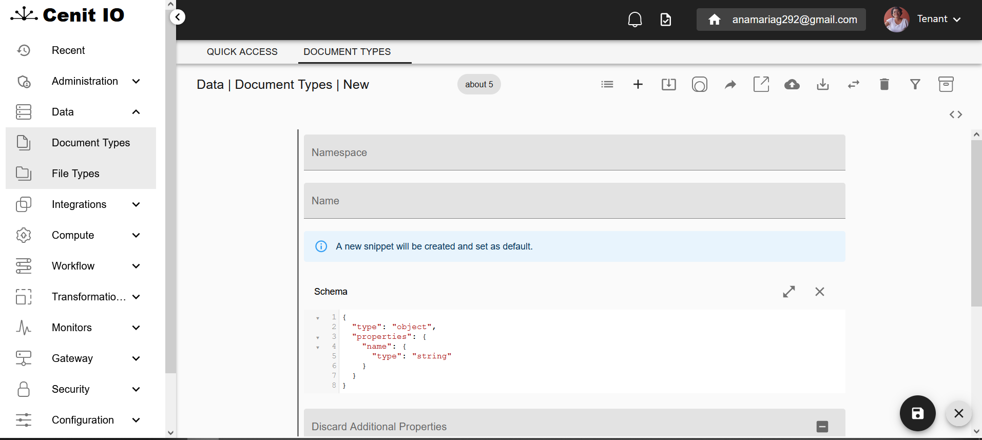 Document Types Cenit IO Docs