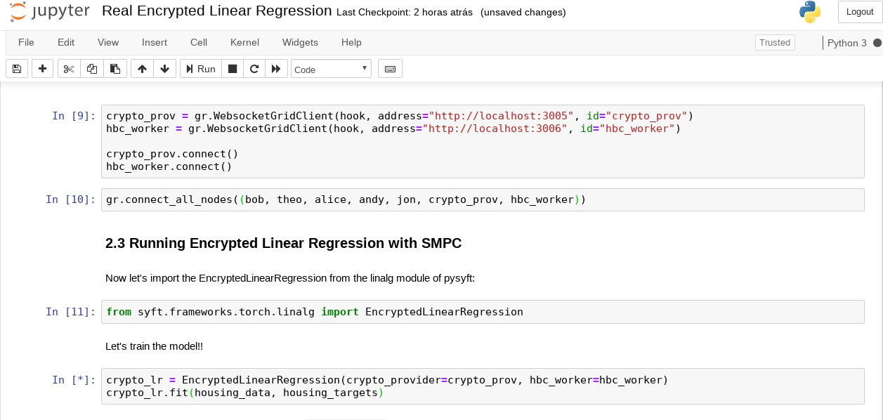 Encrypted Linear Regression Using Grid Workers Gets Stuck · Issue 390 · Openmined Pygrid