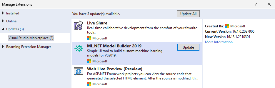 Cannot Add machine learning in VS2019 if installed VS2022. · Issue #1678 · dotnet ...