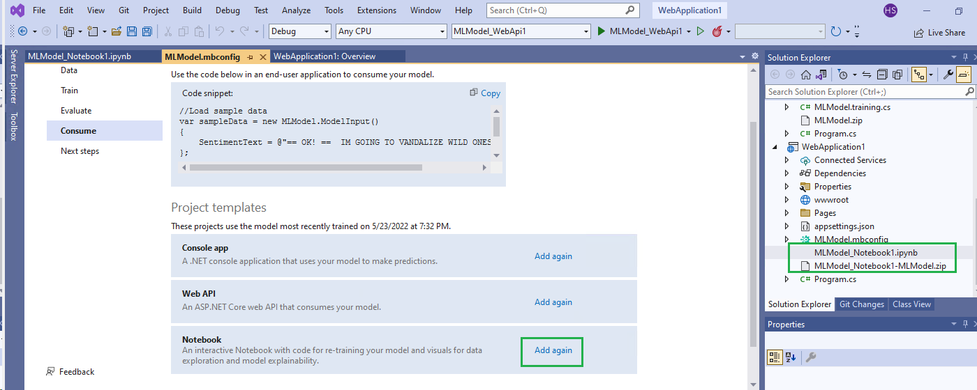 Add Notebook Failed With Model Builder Error On The Consume Page · Issue 2124 · Dotnet 