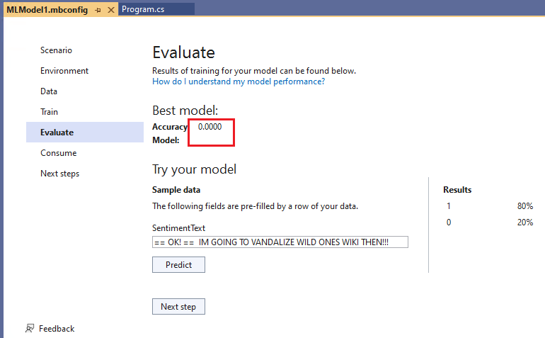 Training result section is missing on the Training page for all ...
