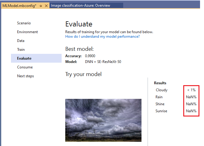 Image classification-Azure: The evaluate result is not accurate and exist garbled on the ...