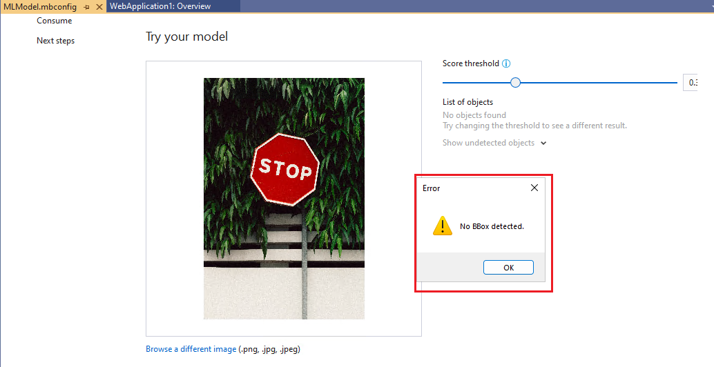 Object detection: The evaluate result is failed with error "No BBox detected" on the Evaluate ...