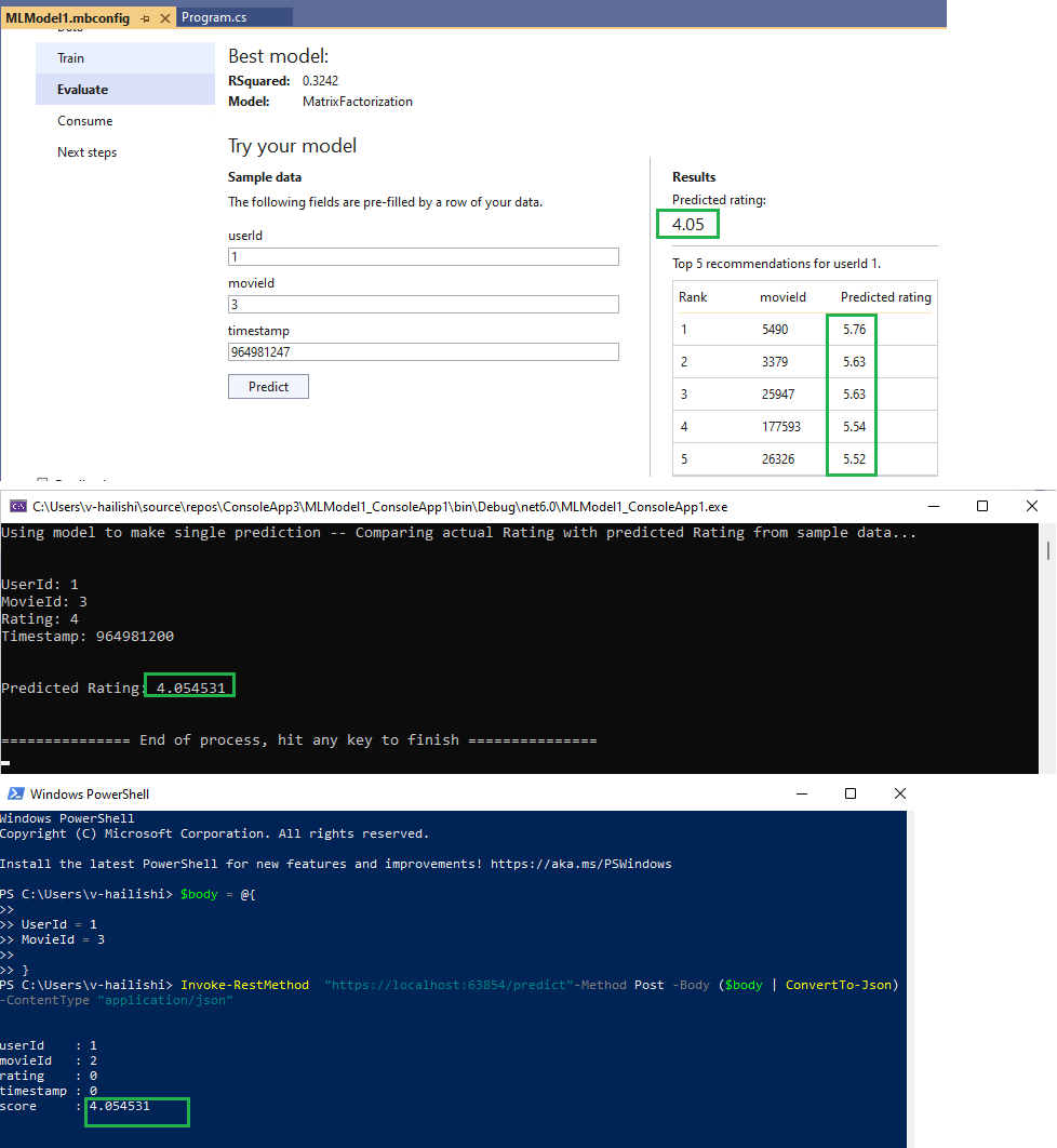 Recommendation: The predicted rating is garbled on the Evaluate page ...