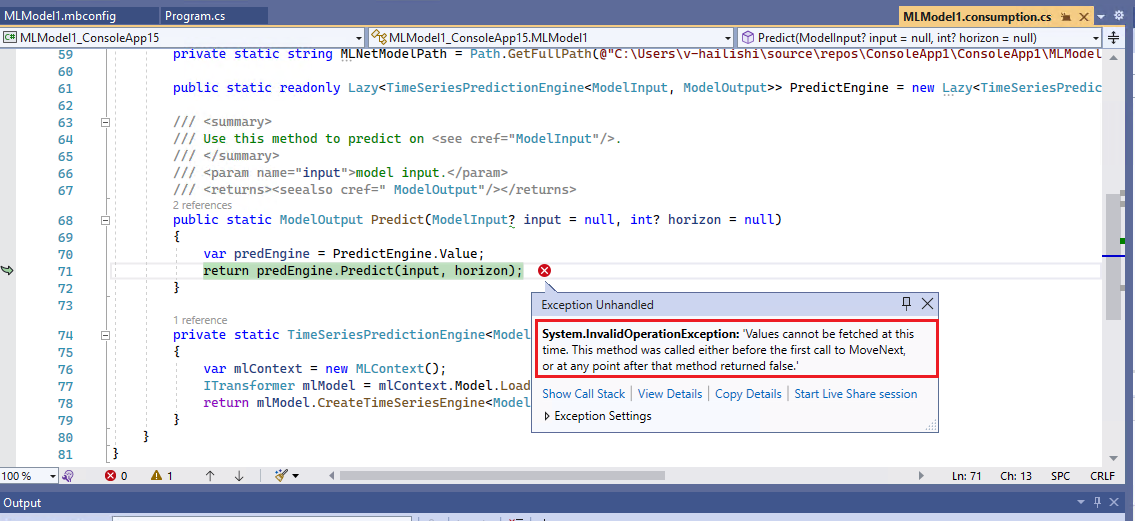 Forecasting: The generated Console App and Web Api projects run failed. · Issue #2249 · dotnet ...