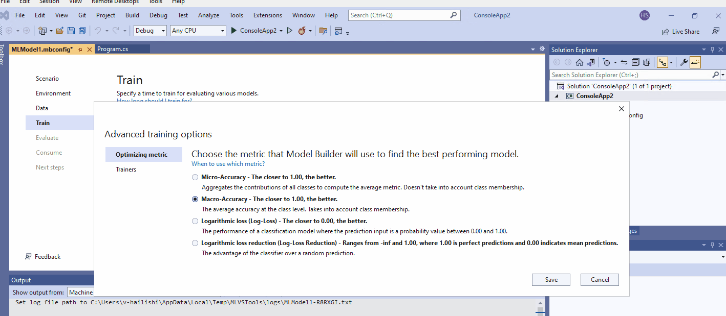 Data classification: Unable to select these options in the "Advanced Training Options..." dialog ...