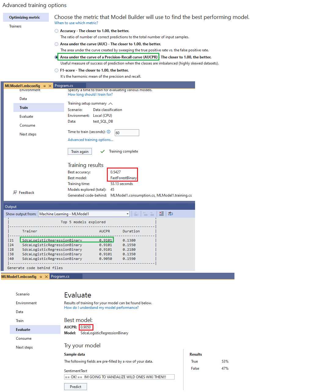 Data classification: The best model and its value are wrong for the ...