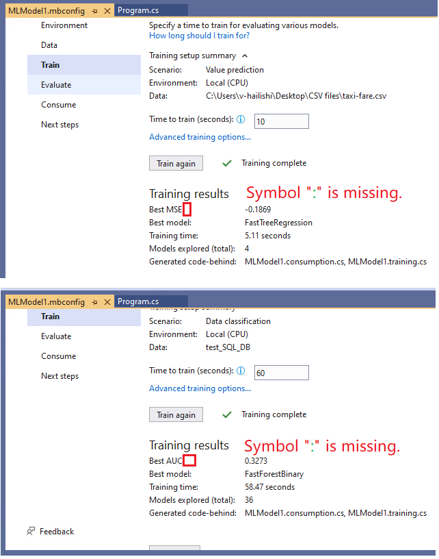 Data classification: Symbol ":" is missing in the training result on ...