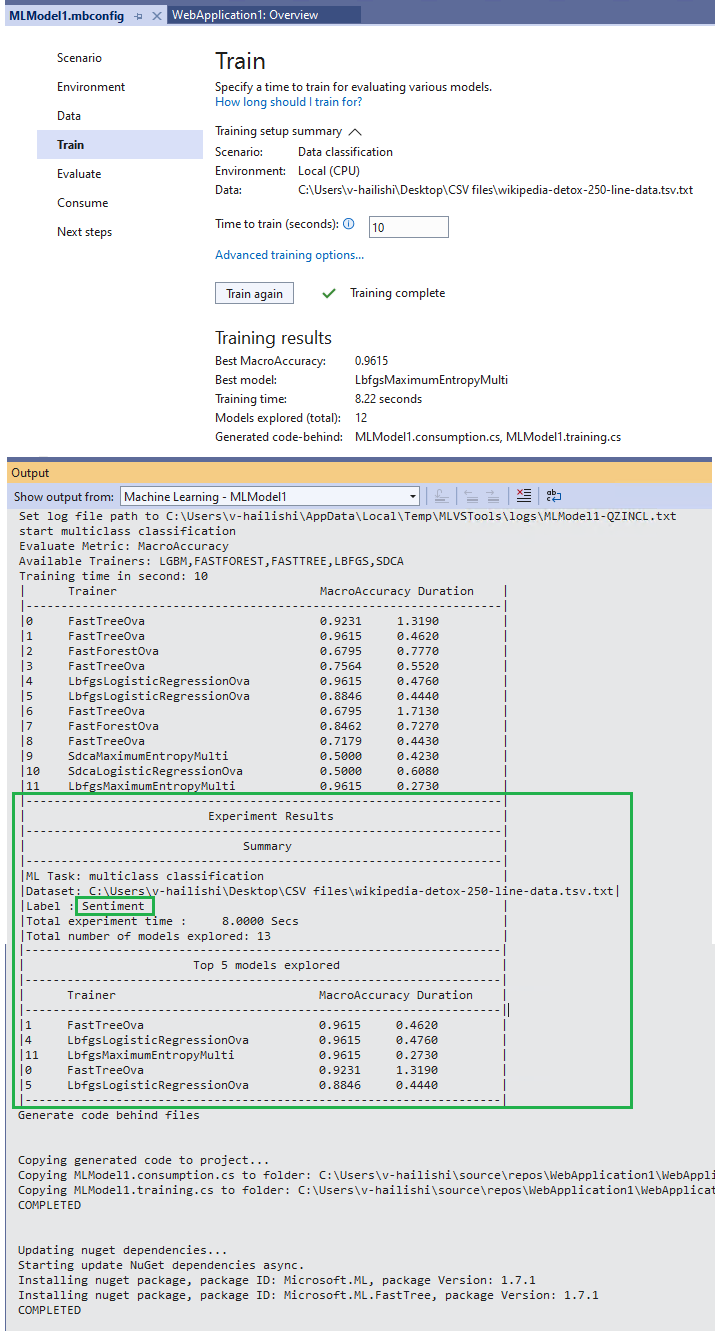 Data classification: "Experiment Results" was displayed on the wrong place in the output window ...
