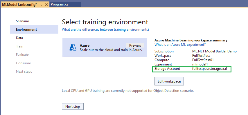 Azure Storage Account not shown · Issue #2304 · dotnet/machinelearning-modelbuilder · GitHub