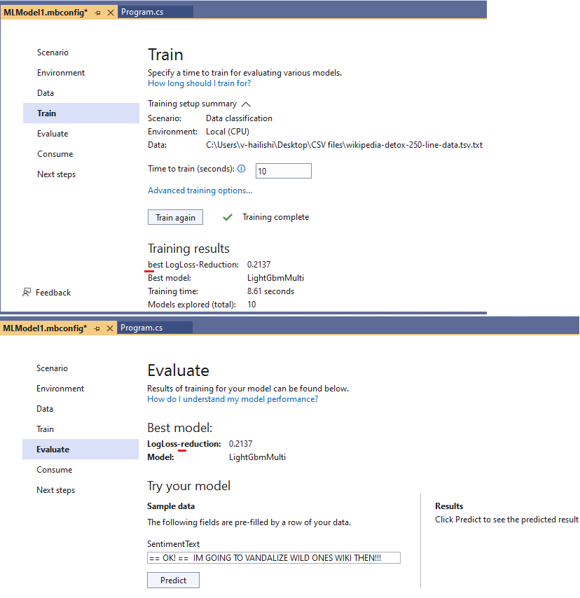 Data classification: First letter should be capitalized on the Train and Evaluate pages when ...