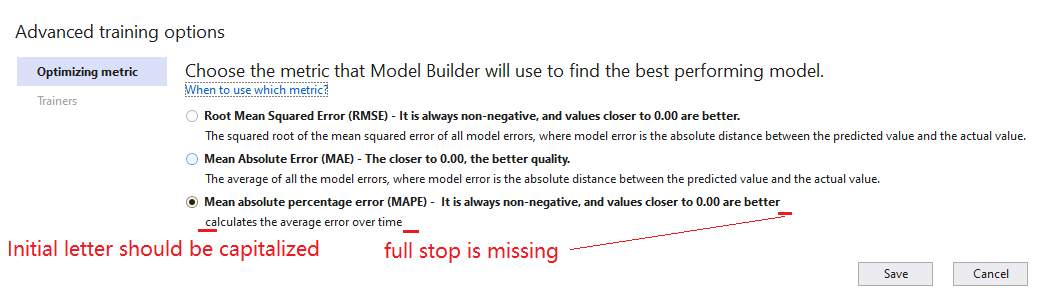 Forecasting: Initial letter should be capitalized, and the full stop is missing for the ...