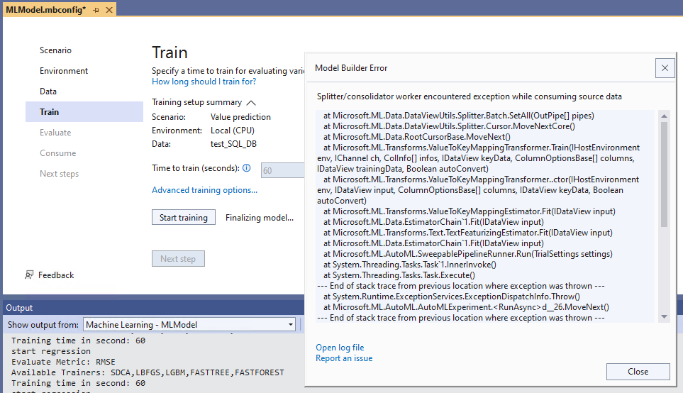Value prediction: After changing the feature column 's Data type from ...