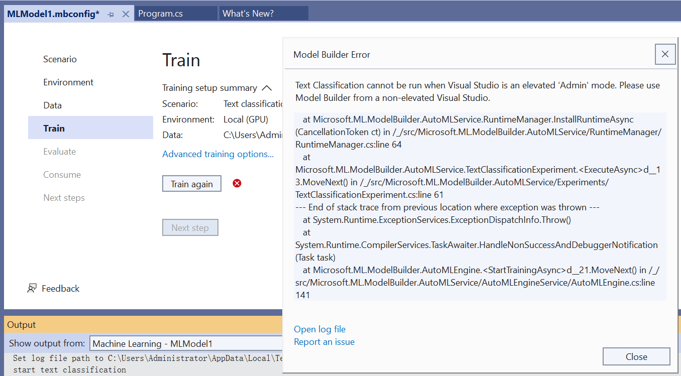 Text classification cancel hangs - Reopening mbconfig shows no compatible GPU · Issue #2349 ...