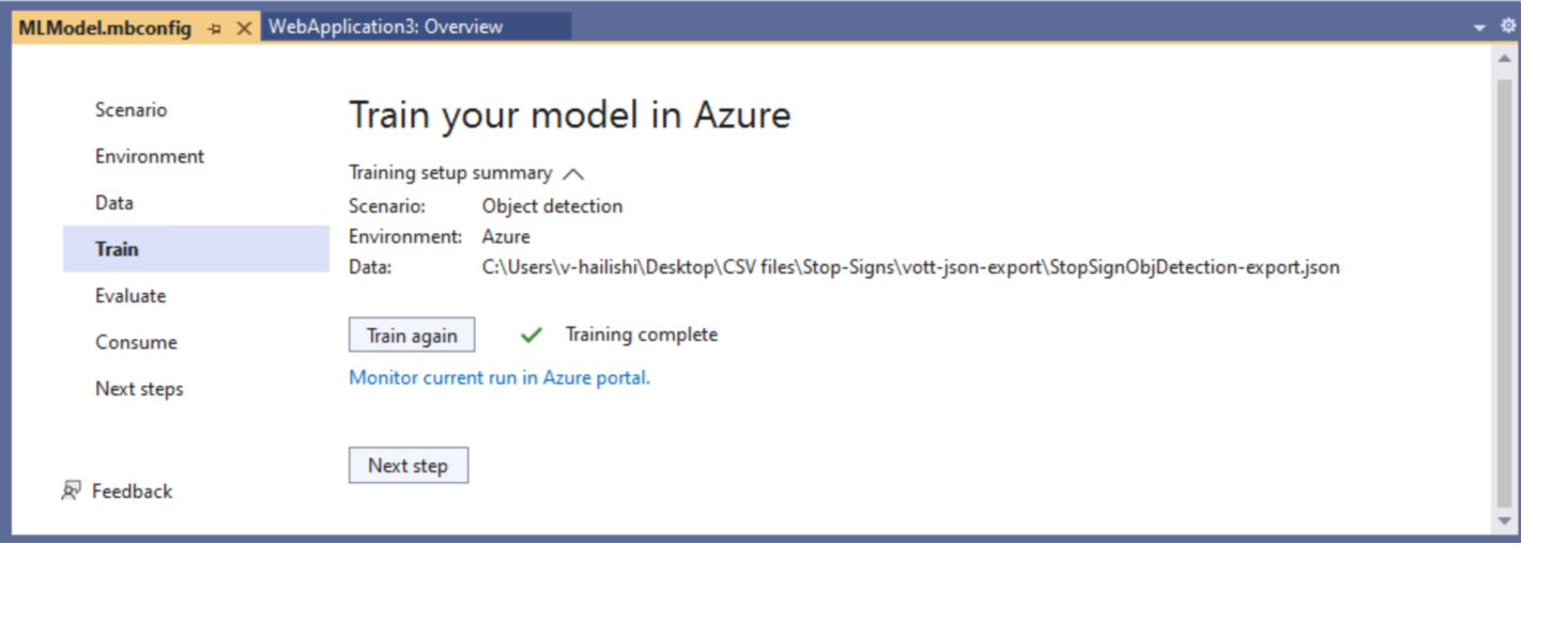 All scenarios: The training results are missing on the Train page ...