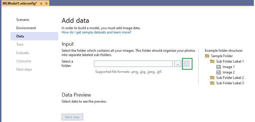 Image Classification Click On Refresh Button Crashes Vs When Folder Path Is Empty · Issue