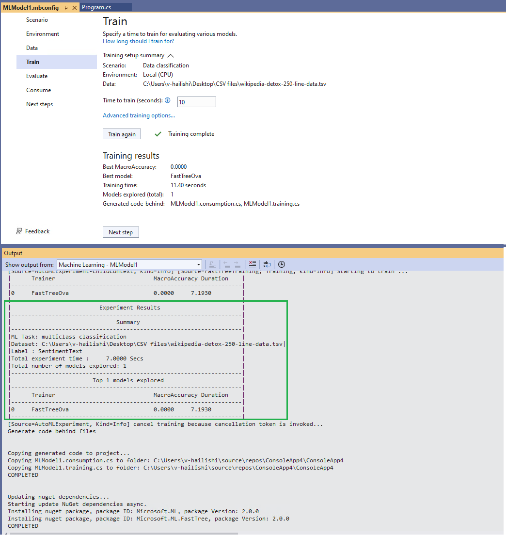 Data classification: "Experiment Results" was displayed on the wrong place in the output window ...