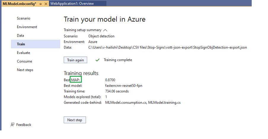Object detection: Word "Map" should be capitalized in the training result on the Train page ...