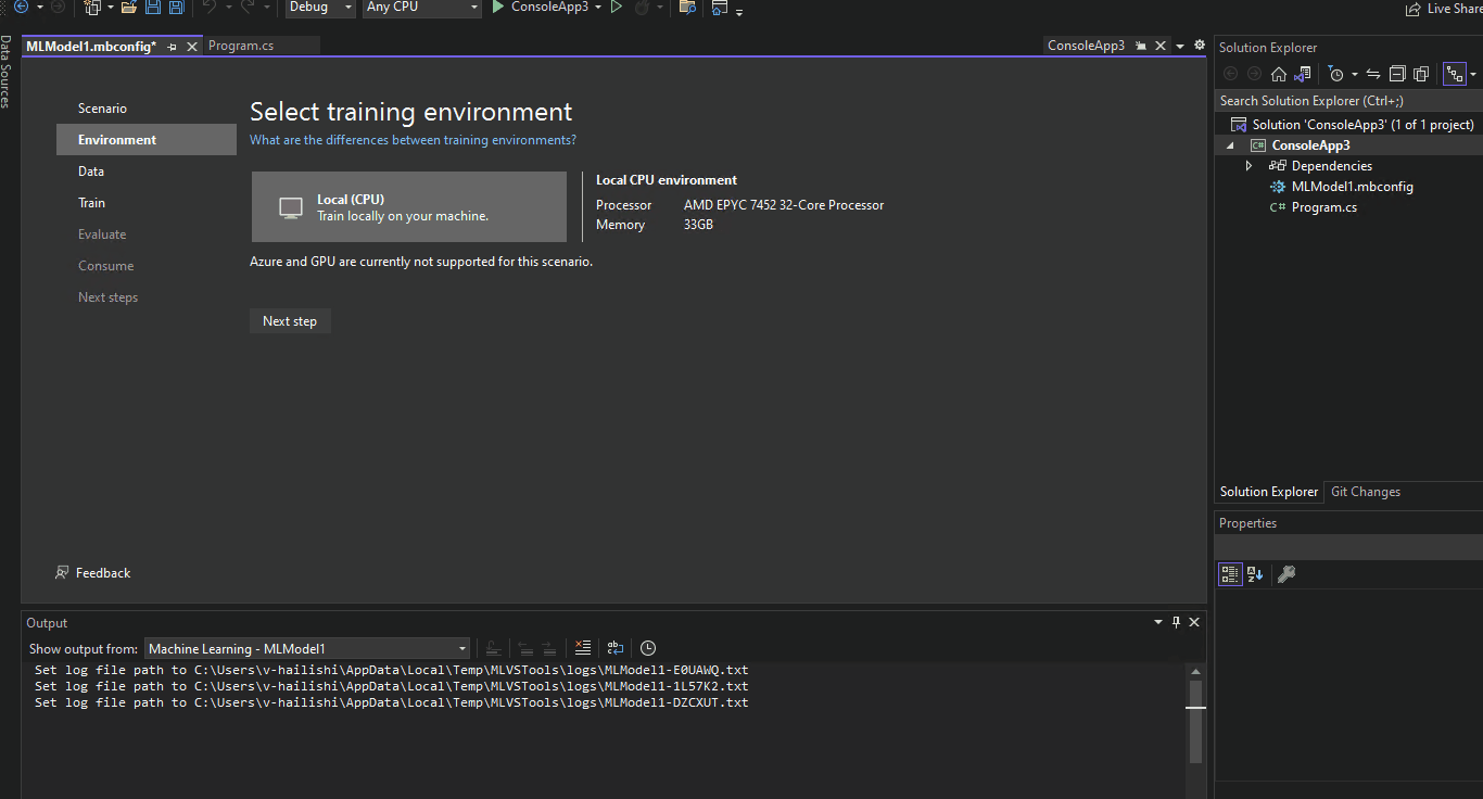 All scenarios: "Next step" button on the Environment page is disabled, hence we cannot continue ...