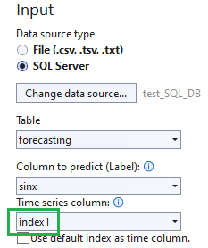 Forecasting: Training failed with error "overflow" when choosing "index1" column as time series ...