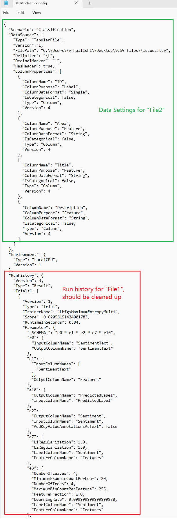 If training failed, the previous success running history should be cleaned up in mbconfig file ...