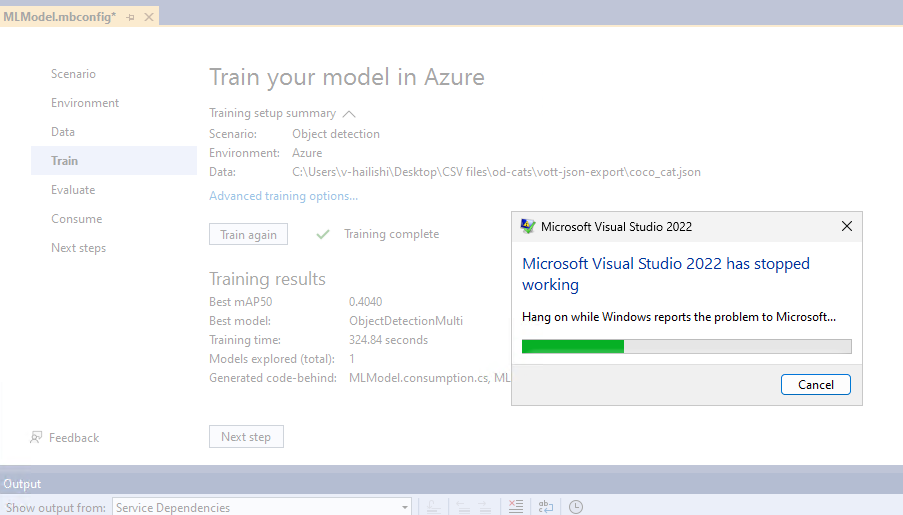 Object detection: "Advanced training options..." link should not be displayed on the Data page ...