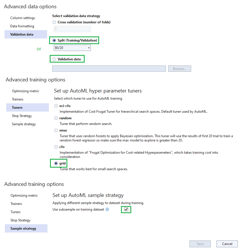 Data classification&Value predication: Training failed when choosing "Split or File" validate ...