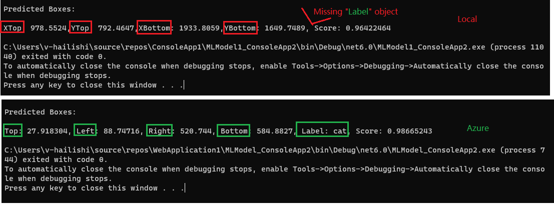Object detection-Local: The coordinate names are inappropriate and "Label" object is missing in ...