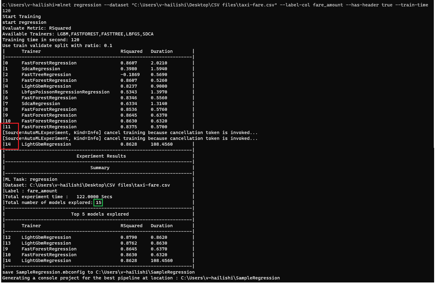 Some explored models are not shown in the experiment output list of mlnet cli. · Issue #1862 ...