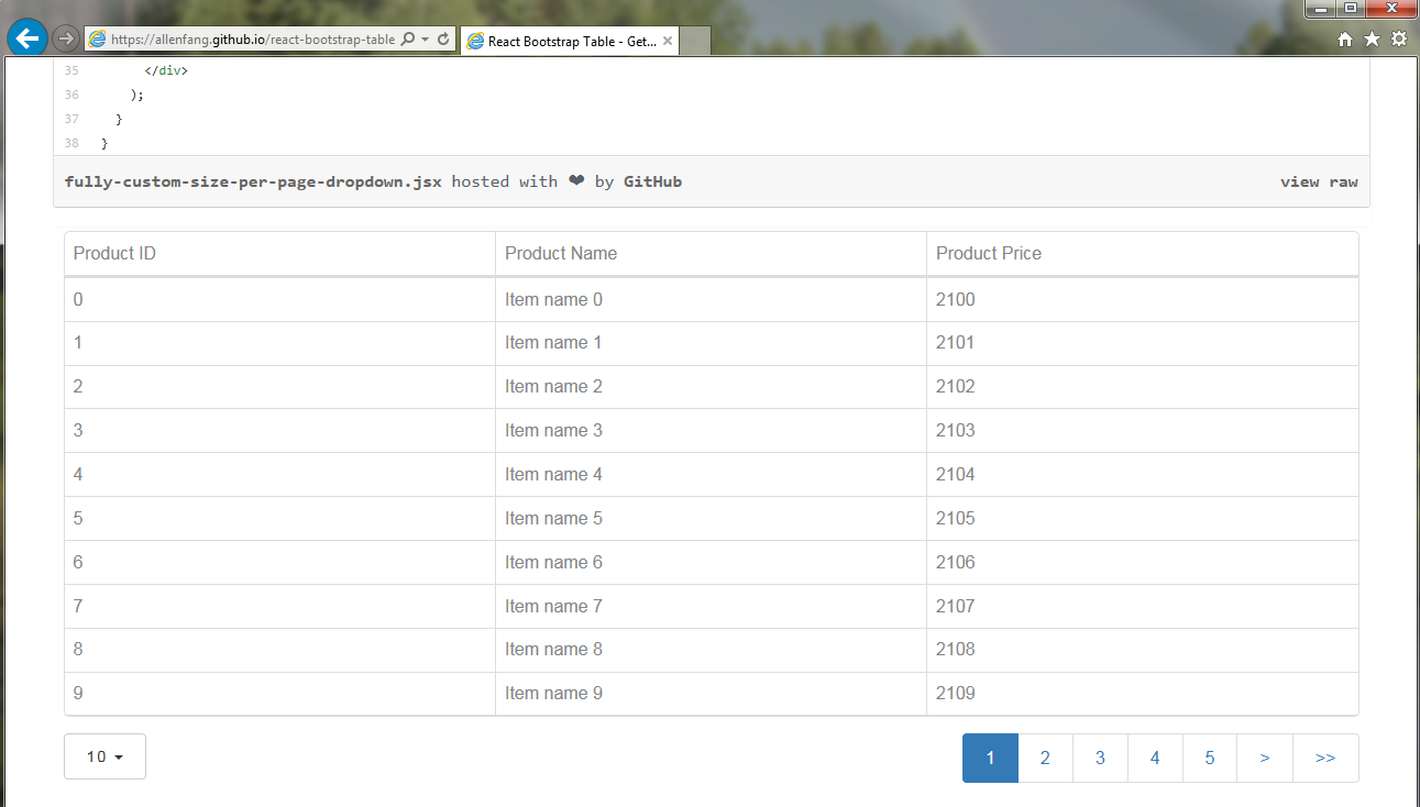 sizePerPageDropDown not working in IE 11 · Issue #1567 · AllenFang/react-bootstrap-table · GitHub
