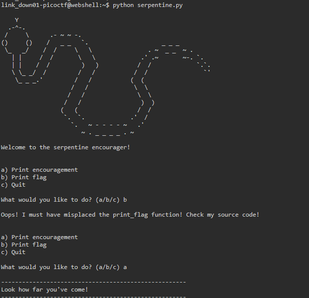 picoCTF/Serpentine.md at main · Awsamo0190/picoCTF · GitHub