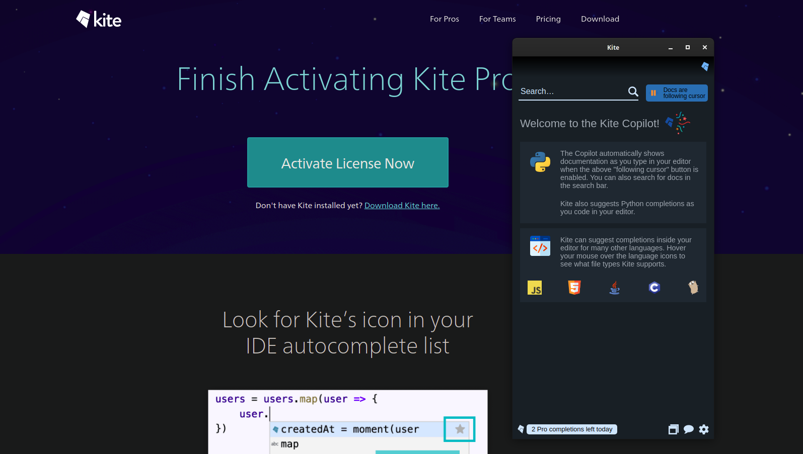 I can't activate Kite Pro · Issue #437 · kiteco/issue-tracker · GitHub