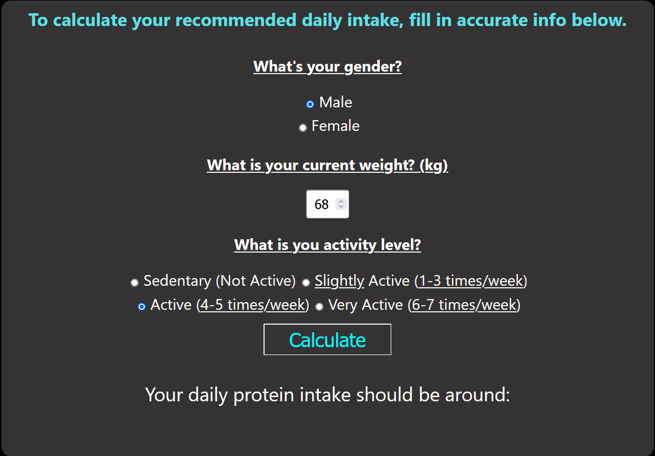 GitHub - cultivatecosmos/proteinIntakeCalculator: A simple website that ...