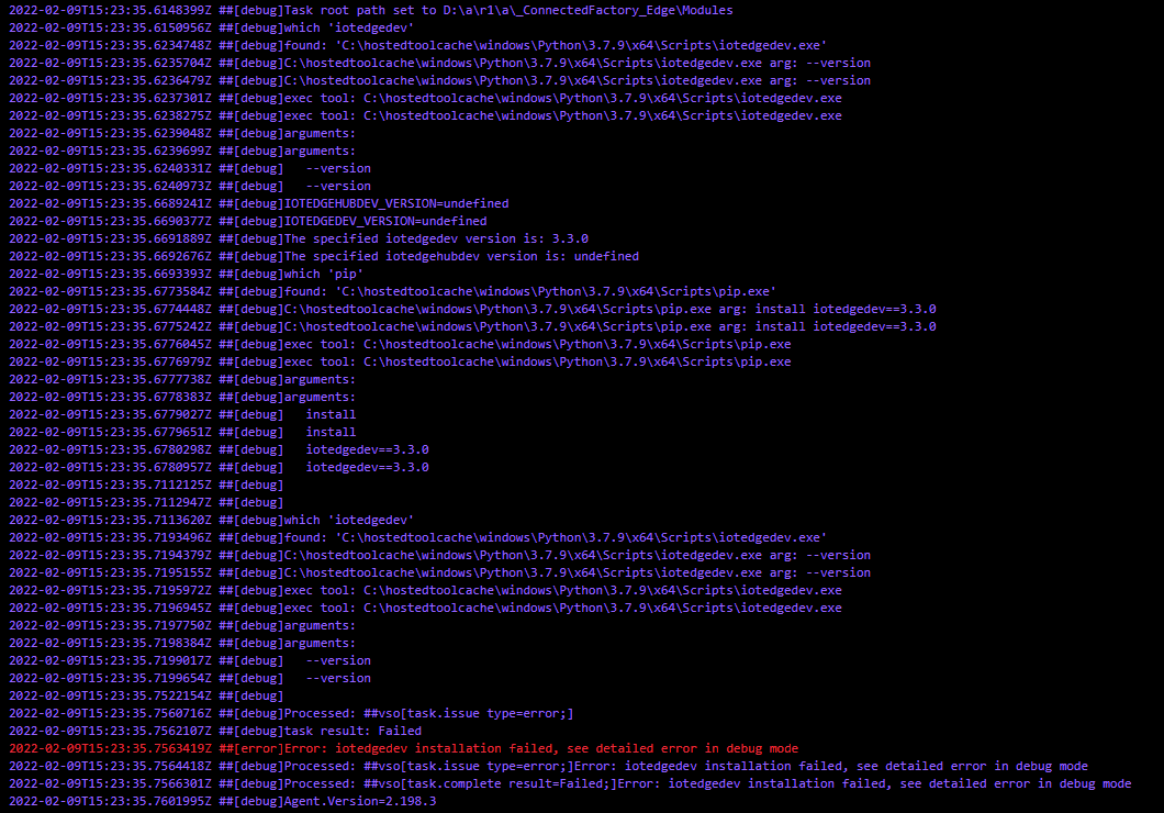 Azure IoT Edge - Build module images - Error: iotedgedev installation failed, see detailed error ...