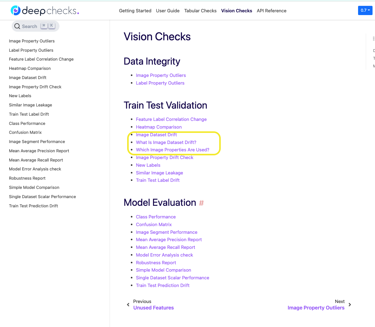 [BUG] bug in the vision checks page, shows links that aren't supposed to show · Issue #1647 ...