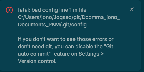 Error about corrupt git config · Issue #7457 · logseq/logseq · GitHub