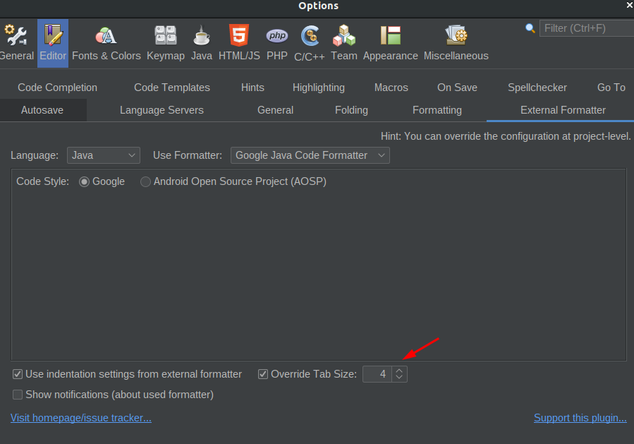 Override Tab Size has no effect for Java · Issue #211 · funfried/externalcodeformatter_for ...