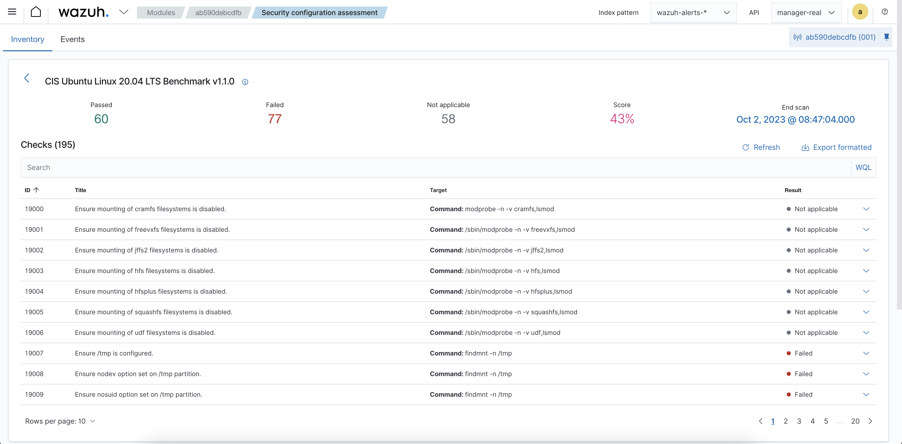 Update Dashboards Update `security Configuration Assessment