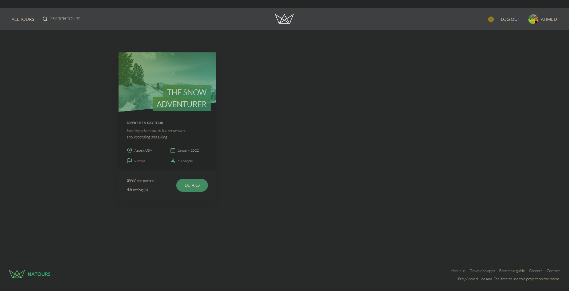 GitHub - Ahmedhossamdev/Natours: An Awesome Tour Booking Website - Powered by Node.js