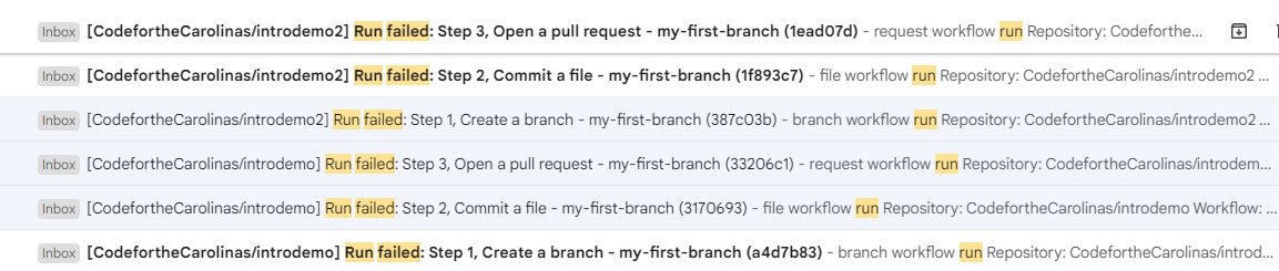RunFailed Errors sent by email · Issue #238 · skills/introduction-to-github · GitHub