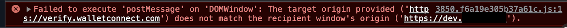 Failed to execute 'postMessage' on 'DOMWindow': The target origin provided ('https://verify ...